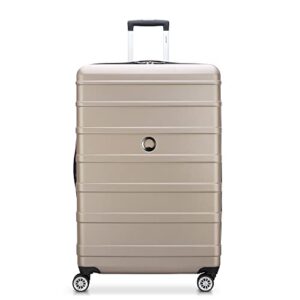 delsey paris margot hardside expandable luggage with spinner wheels, gold, checked large 28 inch