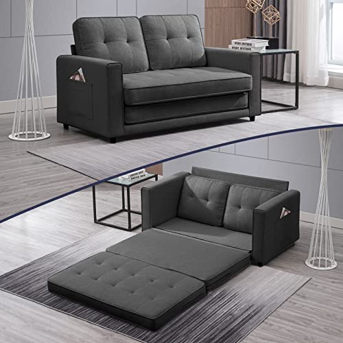 ZAFLY 3-in-1 Convertible Sofa Bed,Futon Bed,Pull Out Couch Bed,Loveseat Sleeper Couches,84'' Tri-Fold Multi-Function Modern Floor Bed,Sofas & Couches for Living Room,Dark Dark Grey