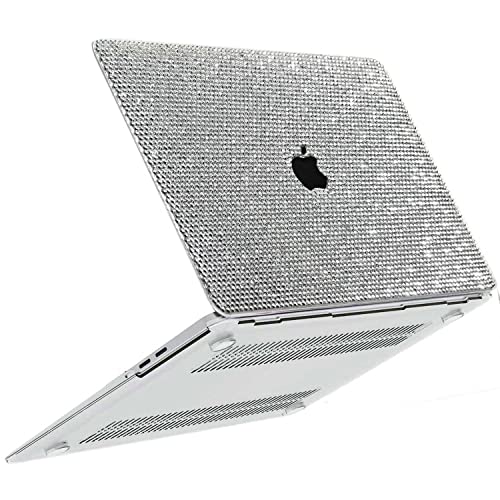 Teazgopx Bedazzled Rhinestone MacBook Air 13 inch Case 2022 2021 2020 2019 2018 Release M1 A2337 A2179 A1932 Touch ID,3D Glitter Sparkle Diamond Case Fashion Luxury Shiny Crystal Shell for Women Girl