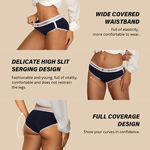 BAJAOEY Women's Cotton Underwear Moisture Wicking Breathable Cheeky Panties for Women Soft Comfy Ladies Bikini 5 Pack S-XL