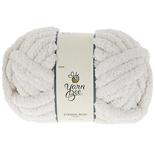 Yarn Bee Ivory Yarn for Knitting & Crocheting – Jumbo Eternal Bliss Yarn Skein – Thick Knitting Polyester Yarn - Soft Chunky Yarn for Crocheting Blankets, Afghans, Hats, & More – DIY Craft Supplies