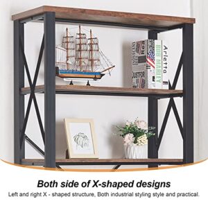 HOMBAZAAR Bookshelf, 6-Tier Industrial Bookshelves, Wood and Metal Bookcase,Free Standing Storage Small Modern Bookshelf for Living Room, Bedroom and Home Office，Brown