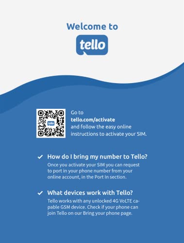 Tello Mobile Phone Plan | $19/Month - Unlimited Talk & Text + 5GB | Bring Your Own Phone Kit | 3 in 1 SIM Card Included | Nation-Wide 4G LTE/5G Coverage