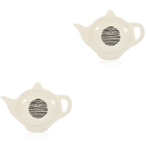 DOITOOL 2pcs Bag Sauce Dessert Teabag Saucer Tray Shaped Holder Appetizer Accessory Ketchup Bag Dishes Dish Jewelry Seasoning Coasters Porcelain for Bowl Coaster Classic Tea White Kitchen