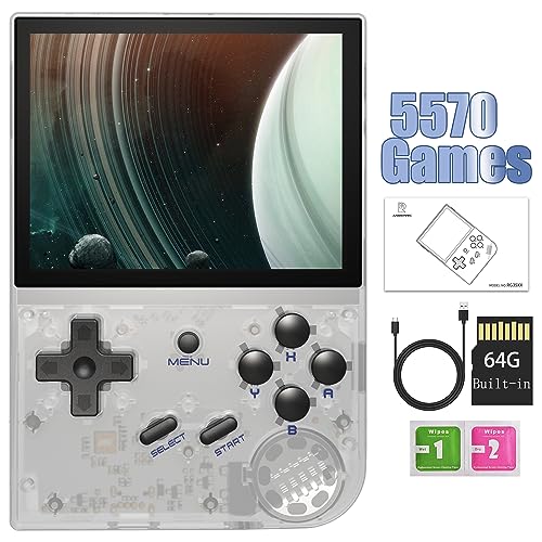 RG35XX Linux Handheld and Garlic Handheld Game Console 3.5'' IPS Screen, 35xx with a 64G Card Pre-Loaded 6900 Games, RG35X Supports HDMI and TV Output 2600mAh Battery