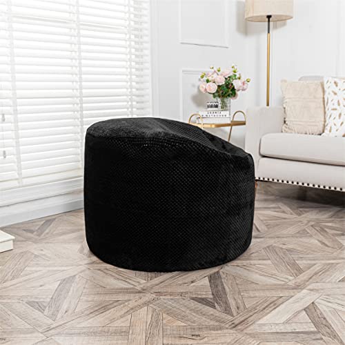 Bean Bag Chairs Cover (No Filler) Soft Washable Plush Fiber Adult Beanbag Chair Fuzzy Fur Cover Without Filling (Solid Black Bean Bag Cover)