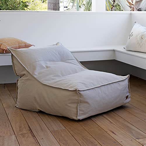 Designer Bean Bag Single Sofa Cover [UNFILLED] - Washed Canvas - Boss Beanbag Chair (Natural Beige) - Mooi Living Beanbags