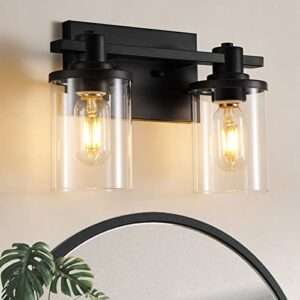 2 light bathroom vanity light, modern matte black bathroom vanity light fixtures with clear glass shade, vintage wall sconces lighting, modern bath wall mounted lights for bathroom over mirror