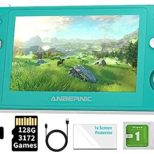 RG505 Handheld Game Console, Android 12 System Unisoc Tiger T618 CPU 4.95 Inch OLED Touch Screen With 128G TF Card 3172 Games Support 5G WIFI 5.0 Bluetooth (Turquoise)