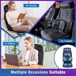 Back-Massager with Compaction and Vibration, Height-Adjustable Seat Massager, Massage Chair Pad for Neck Back Waist Hip, Chair Massager Cushion Helps Relieve Pain, Office or Home Use, Soft Leather