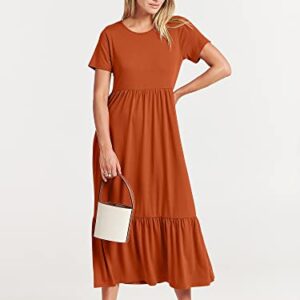 ANRABESS Women's Summer Casual Short Sleeve Crewneck Swing Dress Casual Flowy Tiered Maxi Beach Dress with Pockets 727zongse-S