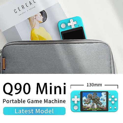 Q90 Portable Game Console, Open Source Linux System, Vibration Motor, 1100 Games, Compatible with Various Simulators (Blue, 16G)