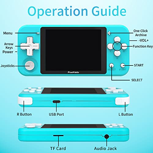 Q90 Portable Game Console, Open Source Linux System, Vibration Motor, 1100 Games, Compatible with Various Simulators (Blue, 16G)