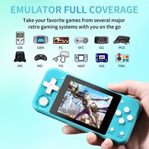 Q90 Portable Game Console, Open Source Linux System, Vibration Motor, 1100 Games, Compatible with Various Simulators (Blue, 16G)