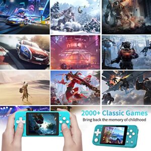 Q90 Portable Game Console, Open Source Linux System, Vibration Motor, 1100 Games, Compatible with Various Simulators (Blue, 16G)