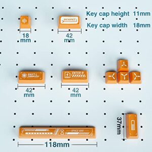 AULA PBT Keycaps, 10 Keys Dye-Sub Custom Keycaps Set for Cherry Gateron MX Switches Mechanical Keyboards, Fashion Cute Keyboard Keycaps (Orange)