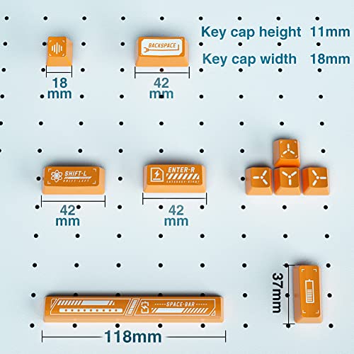 AULA PBT Keycaps, 10 Keys Dye-Sub Custom Keycaps Set for Cherry Gateron MX Switches Mechanical Keyboards, Fashion Cute Keyboard Keycaps (Orange)