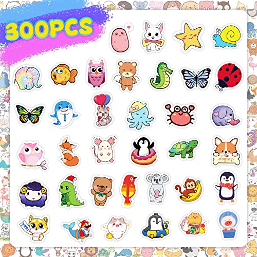 LIFEBE Cute Animal Stickers for Kids 300pcs, Farm Animal Stickers for Water Bottles, Vinyl Aesthetic Zoo Animal Stickers Decals for Laptop, Teens