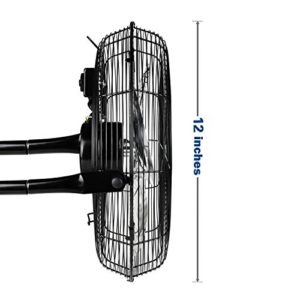 12 Inch 3-Speed High Velocity Heavy Duty Metal Industrial Floor Fans, Black, HIFANXFLOOR12VX2