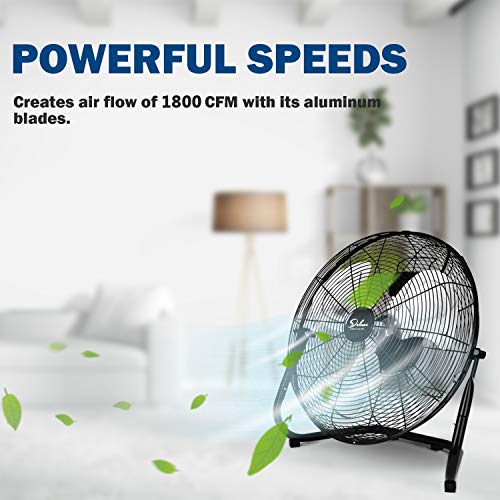 12 Inch 3-Speed High Velocity Heavy Duty Metal Industrial Floor Fans, Black, HIFANXFLOOR12VX2