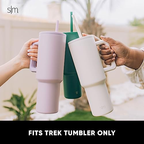 Simple Modern Tumbler Lid with Straw | Reusable Replacement ONLY Fits Stainless Steel Trek Travel Mug Iced Coffee Cup Water Bottle | Trek Collection | Winter White