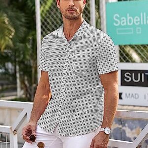 COOFANDY Men's Short Sleeve Slim Fit Dress Shirt Fitted Button Down Fashion Casual Business Polka Dot Printed Shirt