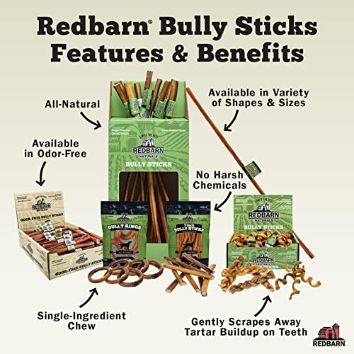 Redbarn Bully Sticks for Dogs - All Natural, Healthy Single Ingredient & Long-Lasting Dog Chew Treat Beef Rawhide Alternative 5-8'' Variety Pack Small and Large