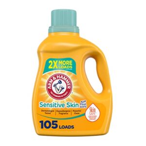 arm & hammer sensitive skin plus fresh scent, 105 loads liquid laundry detergent, 105 fl oz