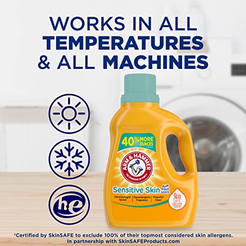 Arm & Hammer Sensitive Skin Plus Fresh Scent, 105 Loads Liquid Laundry Detergent, 105 Fl oz