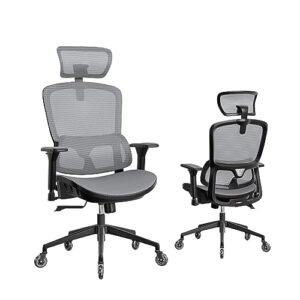 resiova office chair ergonomic computer chair,high back mesh chairs,computer chair with lumbar support and retractable armrests,swivel mesh office chair for home office and study,grey