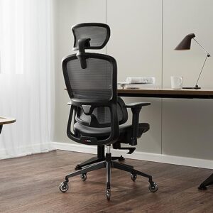 resiova Office Chair Ergonomic Computer Chair,High Back Mesh Chairs,Computer Chair with Lumbar Support and Retractable Armrests,Swivel Mesh Office Chair for Home Office and Study,Grey