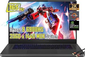 asus - rog zephyrus 15.6" wqhd 165hz gaming laptop-amd ryzen 9 6900hs- nvidia geforce rtx 3060-ddr5 memory, pcie ssd – with hdmi cable (24gb ram | 1tb pcie ssd)