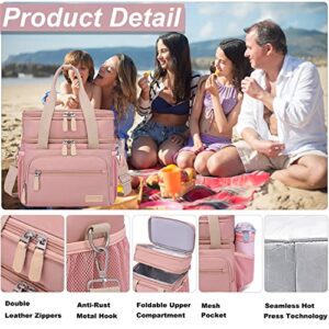 Weitars Lunch Bag for Women, Loncheras Para Mujer, Leakproof Insulated Large Lunchbox Dual Compartment Lunch Box Adult For Work Beach Picnic Hiking (15L) (Pink)