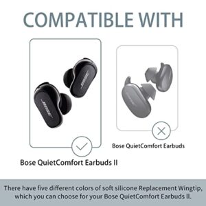 5 Pairs Bose QuietComfort Earbuds II 2022 Replacement Wingtip,YINPINJIA[Fit in The Charging Case]Silicone EarTips Accessories Compatible with Bose QuietComfort Earbuds II(Black/Blue/Red/Orange/Green)