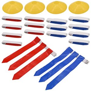 1 set/ 2 set flag football belts and flags, 1 set includes 14 belts, 42 flags and 4 cones, easy tear away belt for kids/adults players(1 set)