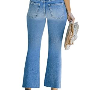 LOOKUB Women's High Waisted Crop Flare Jeans for Women Cropped Bell Bottom Jeans for Women Denim Pants with Live Hem,Light Blue,M