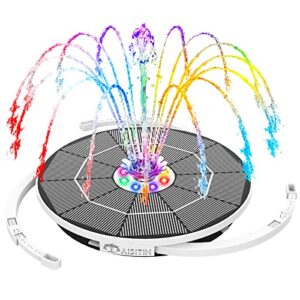 aisitin 3.5w led solar bird bath fountains upgraded, solar fountain with 8 nozzles, 3000 battery & 3 brackets, floating solar powered water pump for garden, pond, bird bath and pool