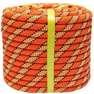 crayza double braided polyester rope (1/2 in x 50 ft) strong arborist rigging rope 48 strands for tree work swing pulling sailing, orange