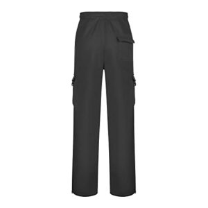 Stretch Work Hiking Outdoor Elastic Waist Pants with 5 Pockets Men's Cargo Pants, Classic Straight Trousers, Elastic Waist Joggers Pocket Sports Fitness Sweatpants, ZX221201828 Black