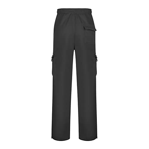 Stretch Work Hiking Outdoor Elastic Waist Pants with 5 Pockets Men's Cargo Pants, Classic Straight Trousers, Elastic Waist Joggers Pocket Sports Fitness Sweatpants, ZX221201828 Black