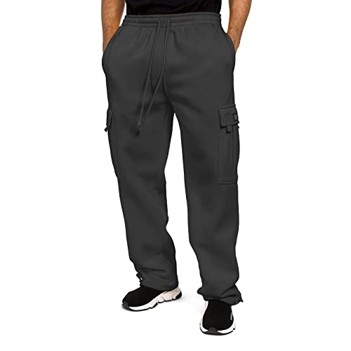 Stretch Work Hiking Outdoor Elastic Waist Pants with 5 Pockets Men's Cargo Pants, Classic Straight Trousers, Elastic Waist Joggers Pocket Sports Fitness Sweatpants, ZX221201828 Black