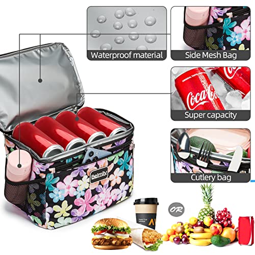 BEIMILY Insulated Lunch Bag for Women,Soft cooler bag,Reusable Lunch Box,Leakproof Cooler Tote Bag with Adjustable Shoulder Strap