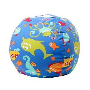 Stuffed Animal Storage Bean Bag Chair Cover for Kids Girls Toddler, Extra Large Toy Storage Organizer Beanbag Chair Without Filling for Boys Children Room, Sea 32"