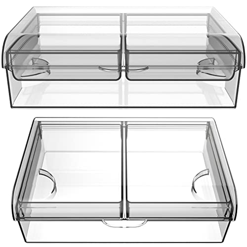 ImpiriLux Ice Chilled Two Section Party Platter- 2 Large Removable Serving Trays and Hinged Lid | Ideal for Pasta Salds, Appetizers, Seafood, Fruits, Meats, Desserts and More | 3 Tongs Included