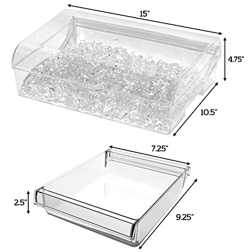 ImpiriLux Ice Chilled Two Section Party Platter- 2 Large Removable Serving Trays and Hinged Lid | Ideal for Pasta Salds, Appetizers, Seafood, Fruits, Meats, Desserts and More | 3 Tongs Included