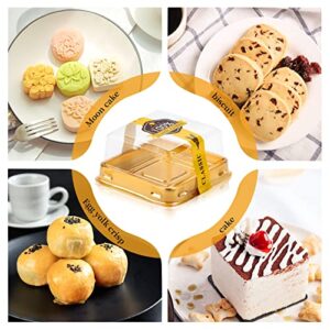 Fyess 50 Pack Mini Charcuterie Cups Bundlt Cake Containers Plastic Cupcake Boxes with Dome Lids for Dessert and other Snacks,Golden