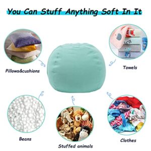 Stuffed Animal Storage Bean Bag Chair Cover for Kids Girls Toddler, Extra Large Toy Storage Organizer Beanbag Chair Without Filling for Boys Children Room, Ice Blue 38"