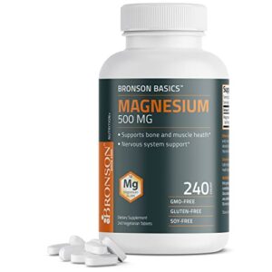 bronson magnesium 500 mg supports bone & muscle health & nervous system support - non-gmo, 240 vegetarian tablets