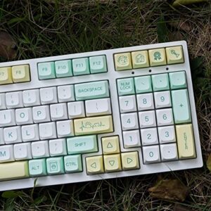 PBT Cat White Cyan Keycaps Set XDA Profile 130 Keys Custom Dye-Sub Cute Keyboard Keycaps for 60% 65% 70% 100% Cherry Gateron MX Switches Mechanical Keyboards