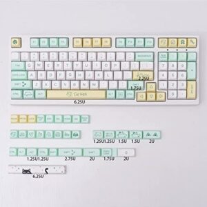 PBT Cat White Cyan Keycaps Set XDA Profile 130 Keys Custom Dye-Sub Cute Keyboard Keycaps for 60% 65% 70% 100% Cherry Gateron MX Switches Mechanical Keyboards